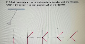Solved A ball, hanging from the by a string, is pulled back | Chegg.com