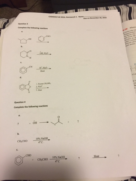 Solved Complete the following reactions Complete the | Chegg.com