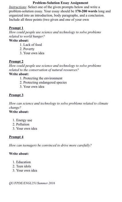 Instructions: Select one of the given prompts below | Chegg.com
