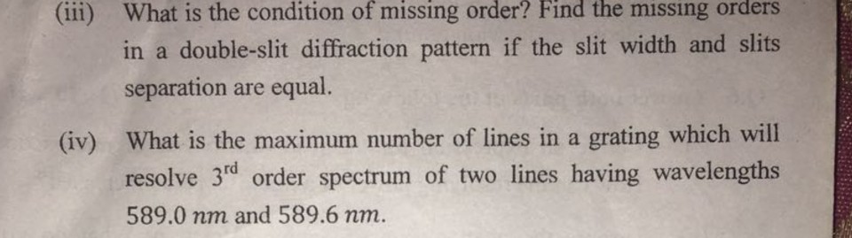 Solved missing the What is the condition of in a double-slit | Chegg.com