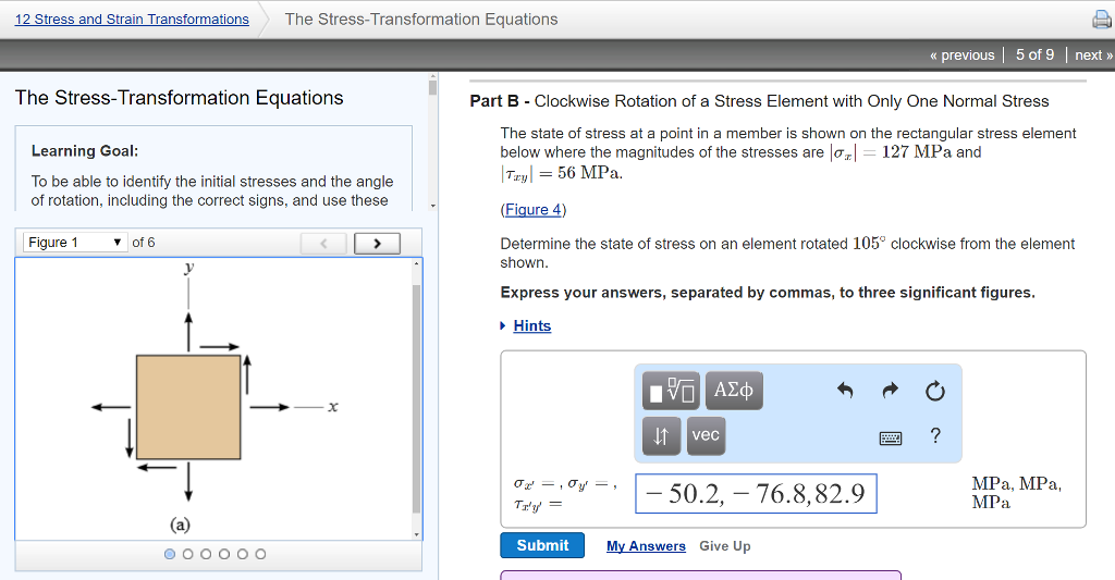 Solved The Stress-Transformation Equations « previous | 5 of | Chegg.com