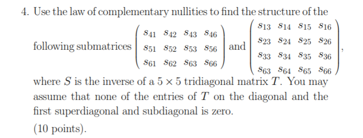 Solved 4. Use the law of complementary nullities to find the | Chegg.com