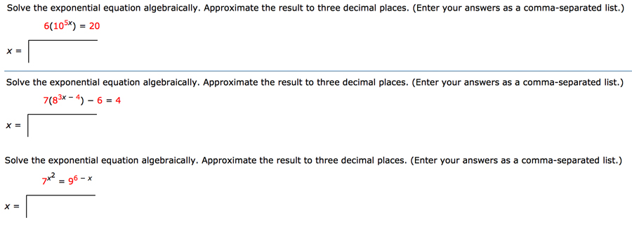 Solved Solve the exponential equation algebraically. | Chegg.com