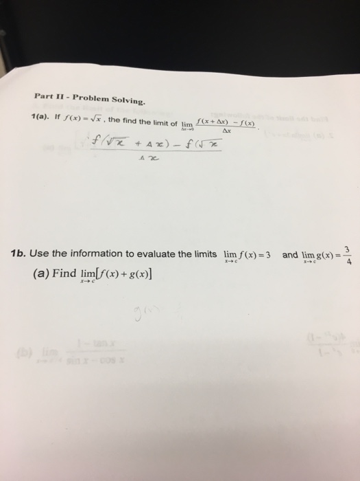 Solved Problem Solving If f(x) = Squareroot x, the find | Chegg.com