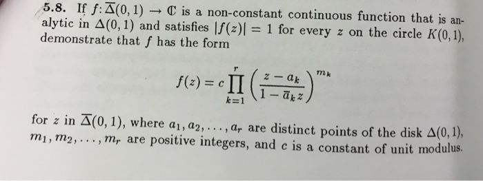 Solved If f: Delta(0,1) rightarrow C is a non-constant | Chegg.com