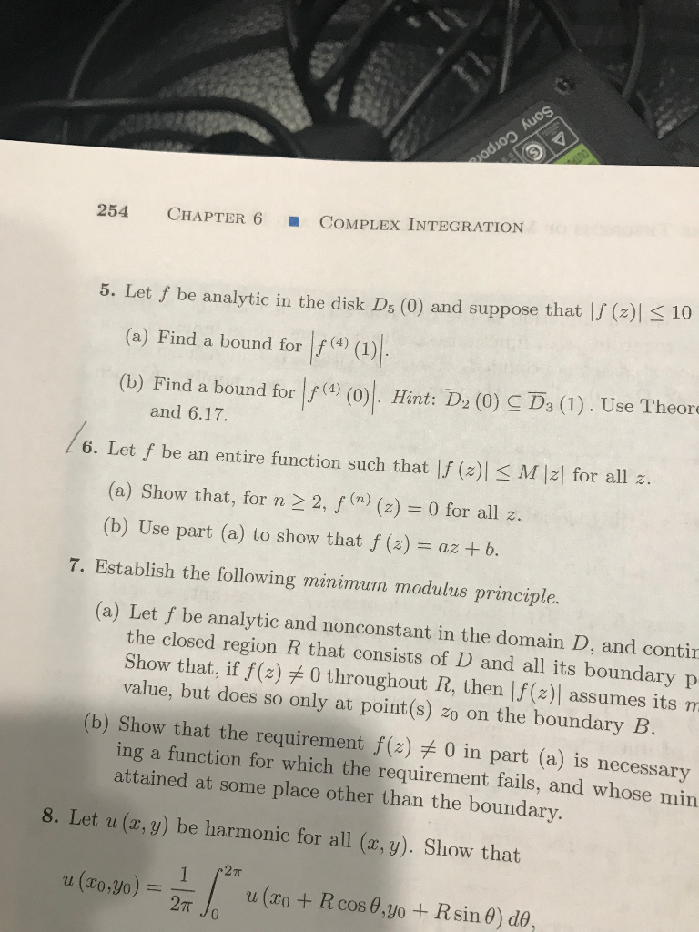 Solved 254 CHAPTER 6 COMPLEX INTEGRATION 5. Let f be | Chegg.com