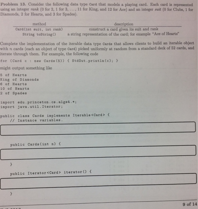 Solved Problem 13. Consider the following data type card | Chegg.com