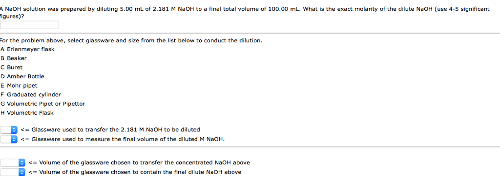 Solved A NaOH solution was prepared by diluting 5.00 mL of | Chegg.com