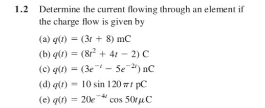 Solved 1.2 Determine the current flowing through an element | Chegg.com