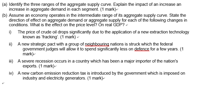 Solved (a) Identify the three ranges of the aggregate supply | Chegg.com