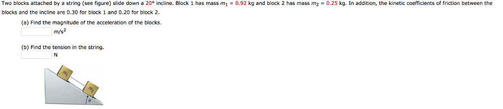 Solved Two blocks attached by a string (see figure) slide | Chegg.com