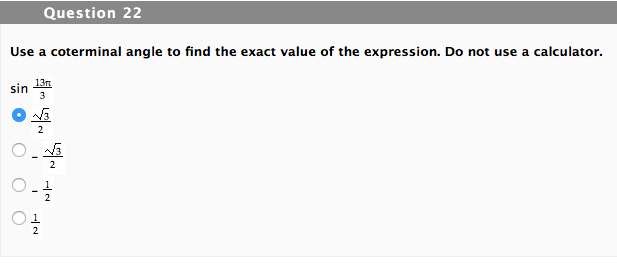 Solved Use a coterminal angle to find the exact value of the | Chegg.com