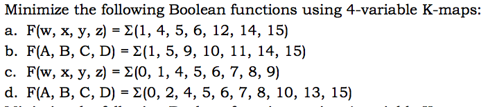 Solved Minimize The Following Boolean Functions Using 4 V 5507
