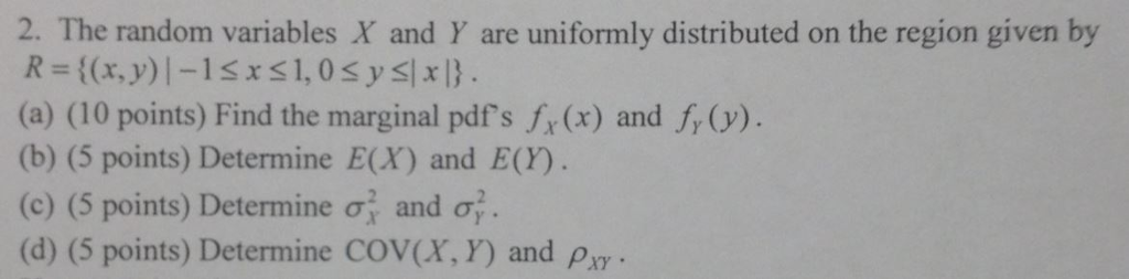 Solved The Random Variables X And Y Are Uniformly 