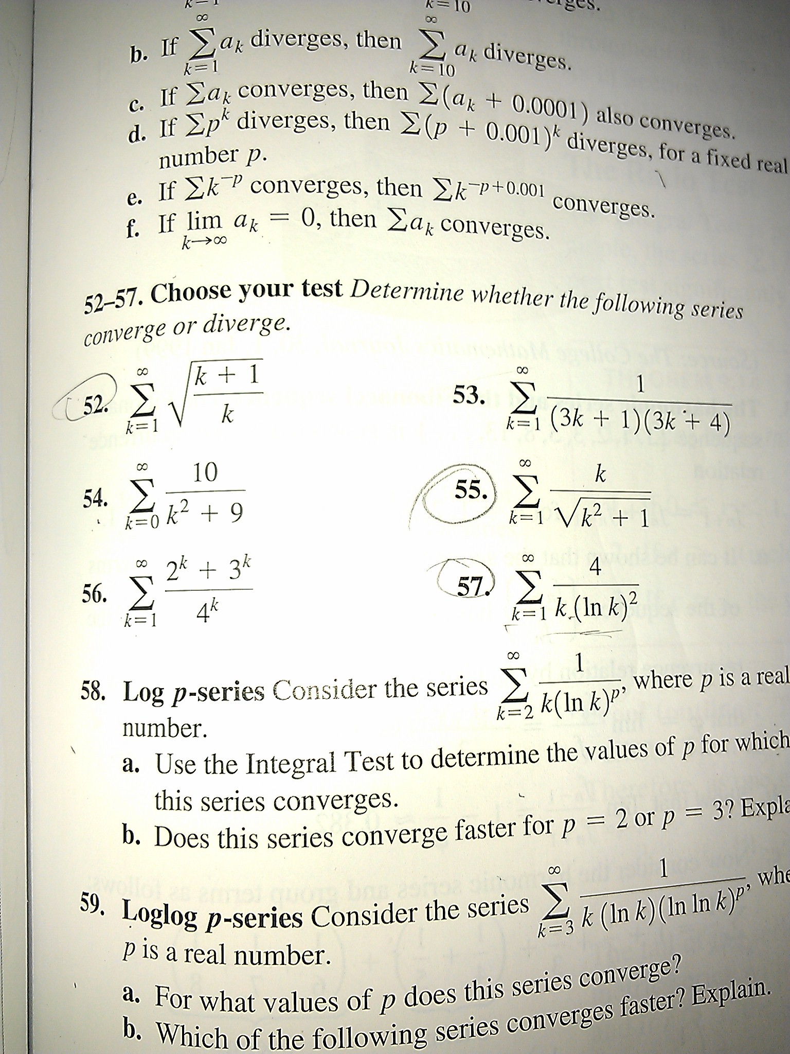 Solved 52. sigma k=1 to infinity root k+1/k 55. sigma k=1 to | Chegg.com