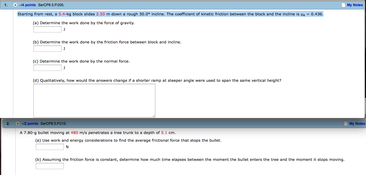 Solved Starting from rest, a 5.4-kg block slides 2.50 m down | Chegg.com