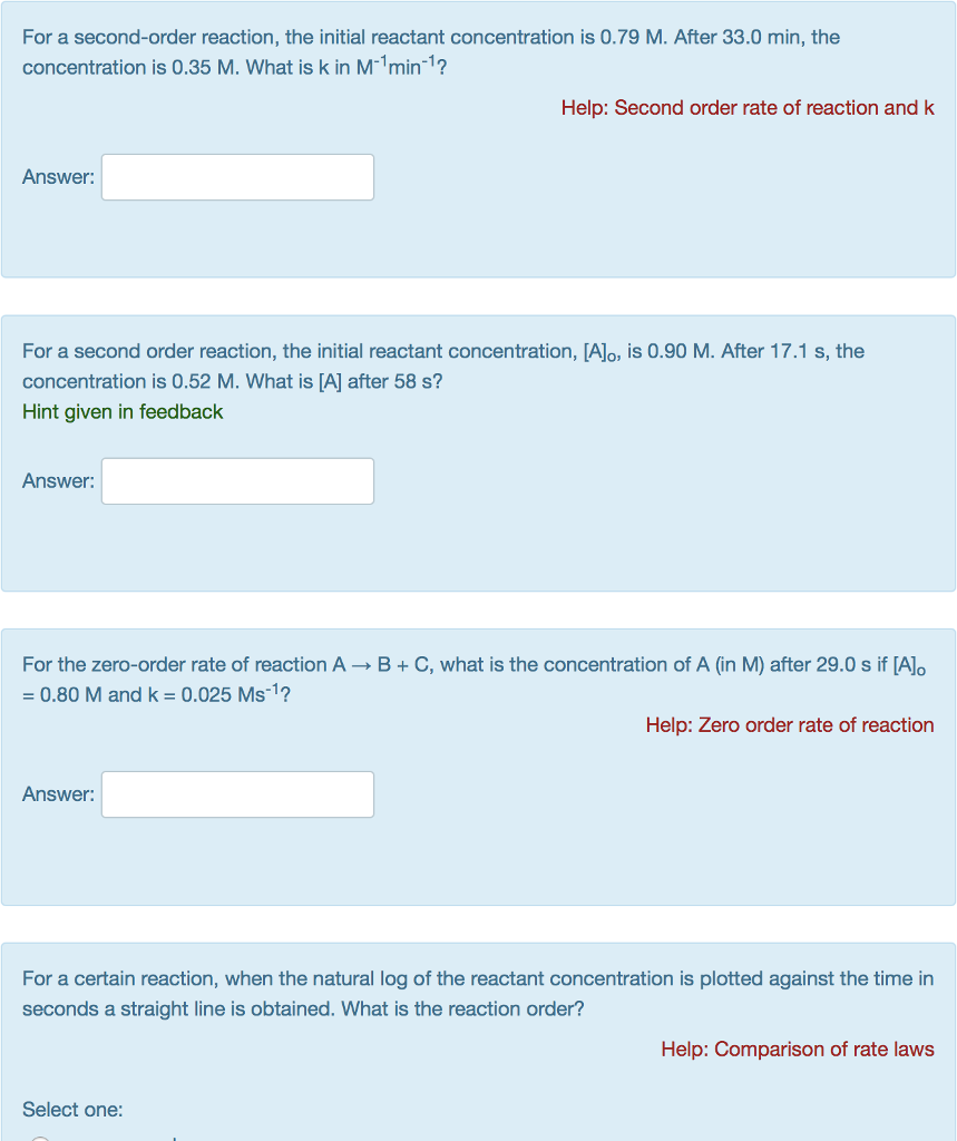Solved For A Second Order Reaction The Initial Reactant