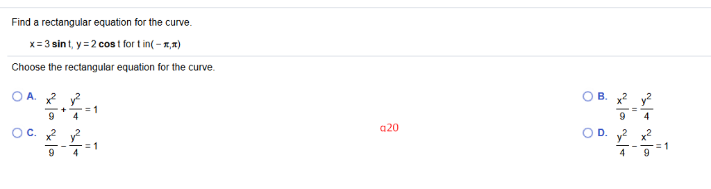 Solved Find a rectangular equation for the curve x3 sint, y- | Chegg.com