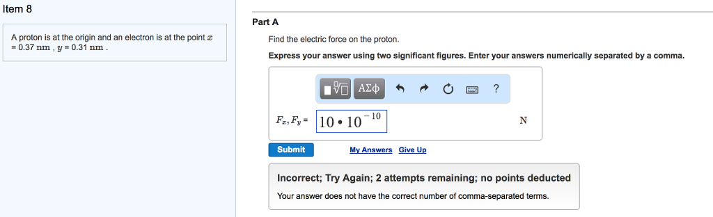 Solved A Proton Is At The Origin And An Electron Is At The