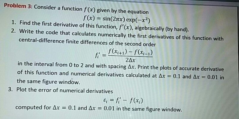 Problem 3: Consider a function f(x) given by the | Chegg.com