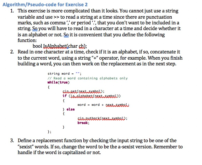 Solved Exercise 2 (Prog Proi8.7) (Use the string class to | Chegg.com