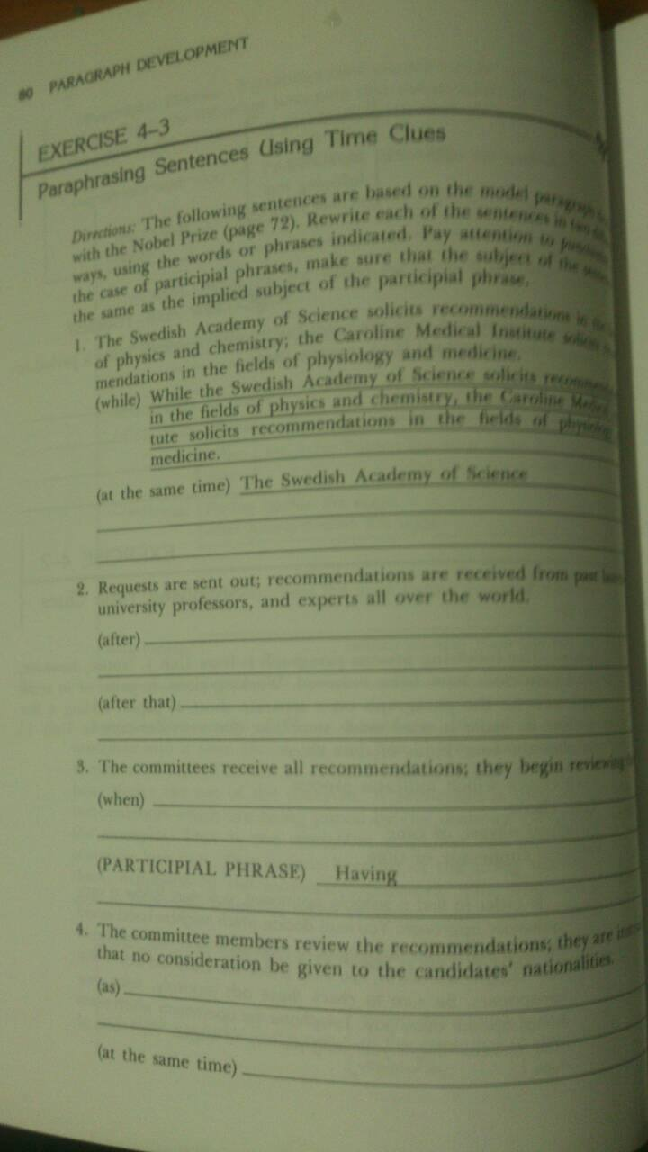 Solved 80 PARAGRAPH DEVELOPMENT EXERCISE 4-3 Paraphrasing | Chegg.com
