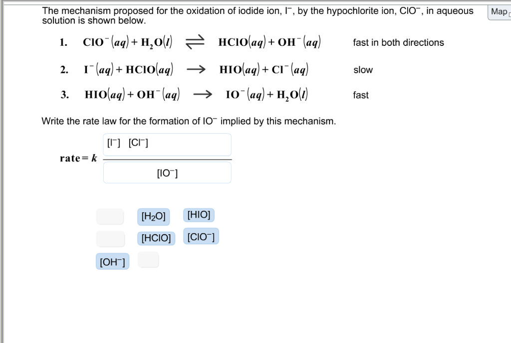 Solved The mechanism proposed for the oxidation of iodide | Chegg.com