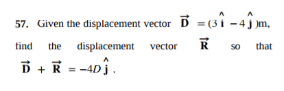 Solved Given the displacement vector D vector = (3i - 4j)m, | Chegg.com