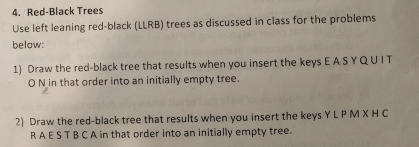 Solved Red-Black Trees Use left leaning red-black (LLRB) | Chegg.com