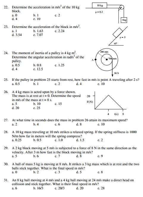 Solved Determine The Acceleration In M S2 Of The 10 Kg
