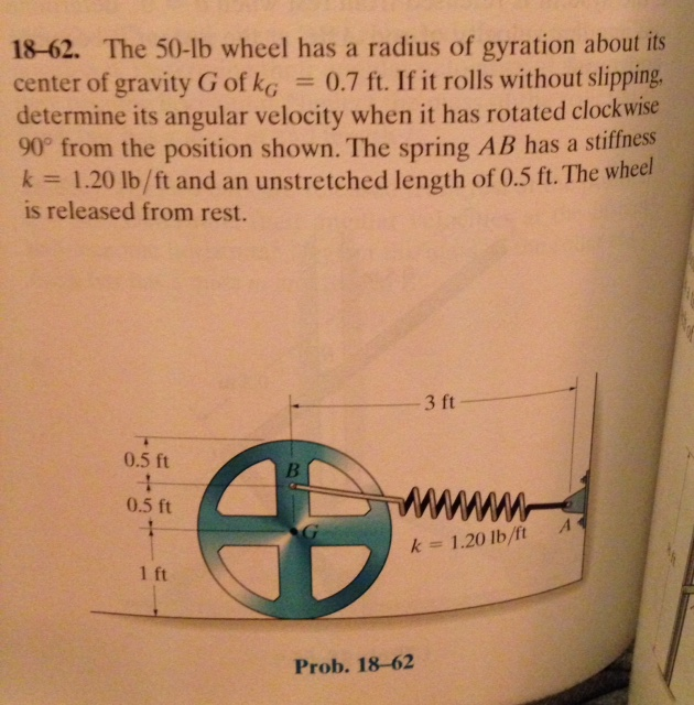 Solved The 50-Ib wheel has a radius of gyration about its | Chegg.com