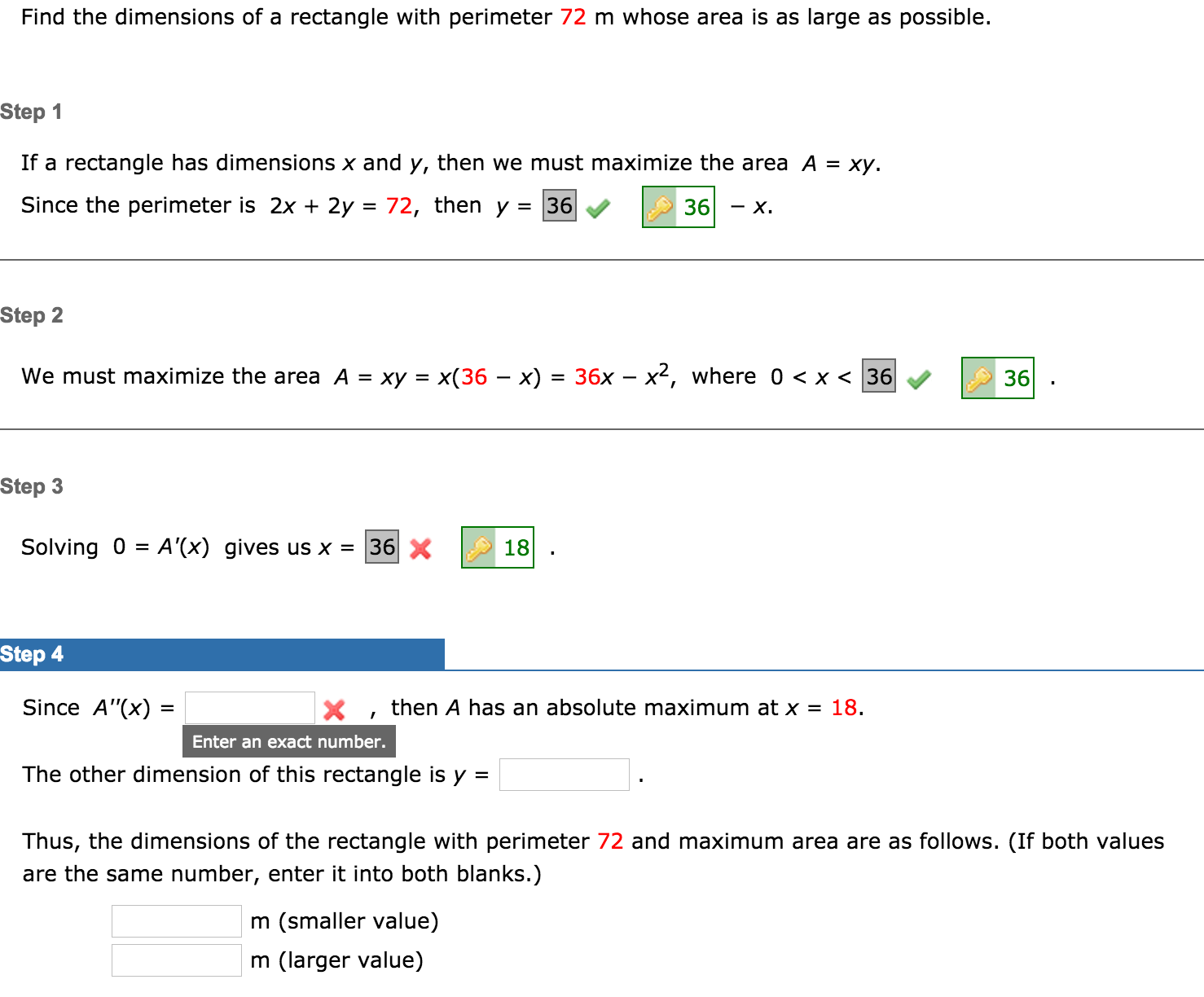 Solved Find the dimensions of a rectangle with perimeter 72 | Chegg.com