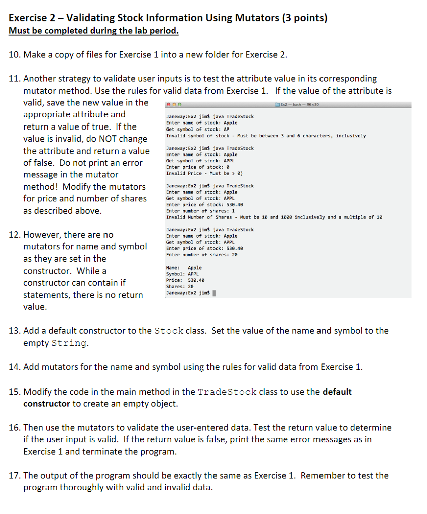 Solved Exercise 2 - Validating Stock Information Using | Chegg.com