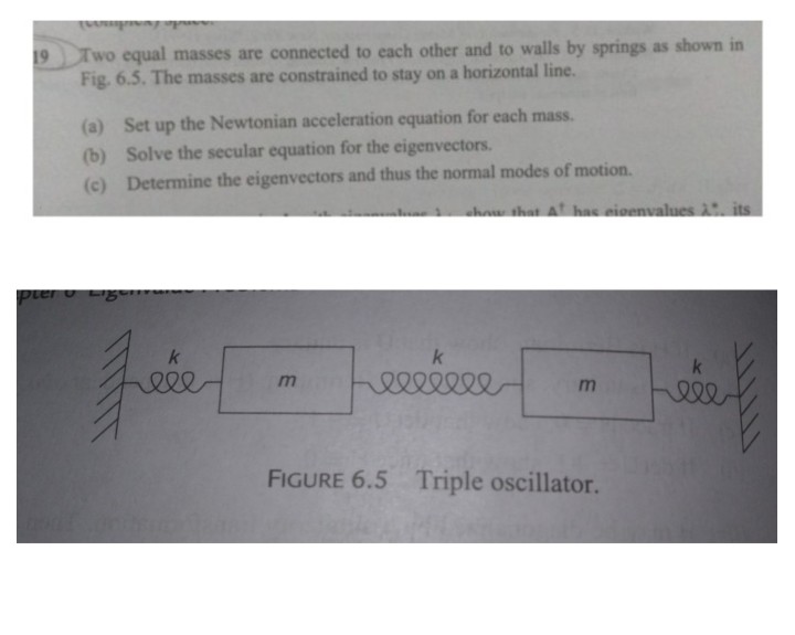 Solved Two equal masses are connected to each other and to | Chegg.com