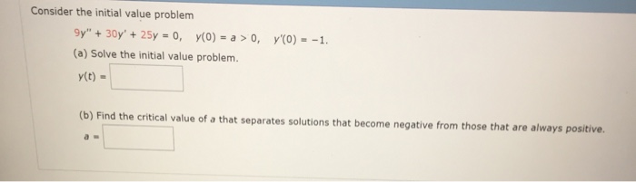 Solved Consider the initial value problem 9y" + 30y' + 25y | Chegg.com