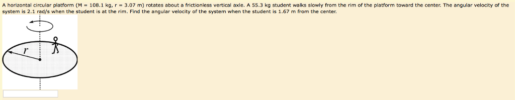 Solved A horizontal circular platform (M = 108.1 kg, r = | Chegg.com
