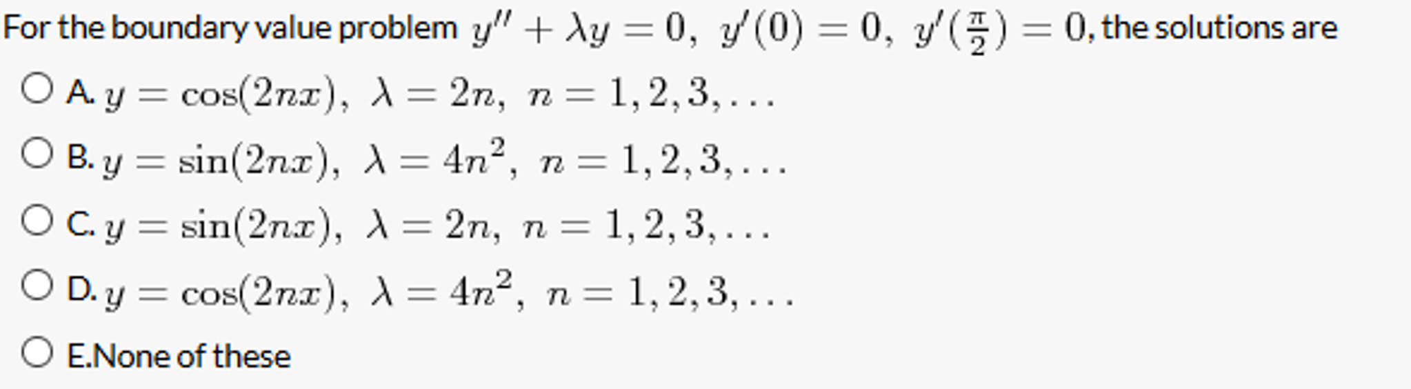 Solved For the boundary value problem y" + lambda y = 0, | Chegg.com