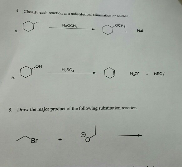 Solved 4. Classify each reaction as a substitution, | Chegg.com