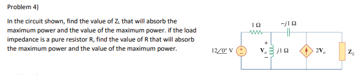 Solved Problem 4) In the circuit shown, find the value of Zi | Chegg.com
