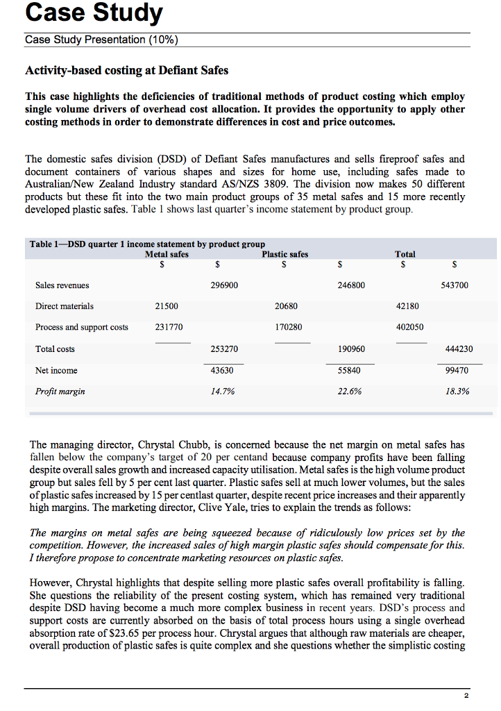 Solved Case Study Case Study Presentation (10%) | Chegg.com