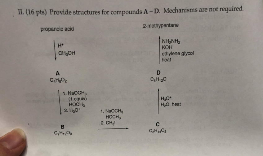 Solved IL.(16 pts) Provide structures for compounds A -D. | Chegg.com