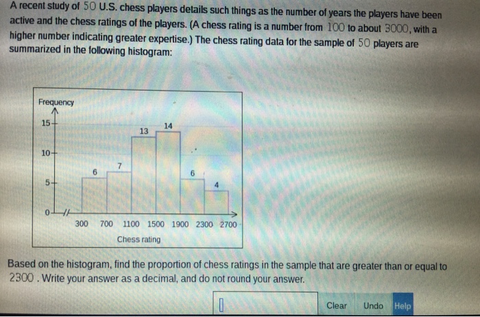 Solved A recent study of 50 U.S. chess players details such | Chegg.com