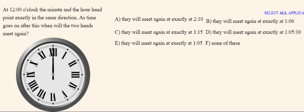 Solved At 12:00 o'clock the minute and the hour hand point | Chegg.com