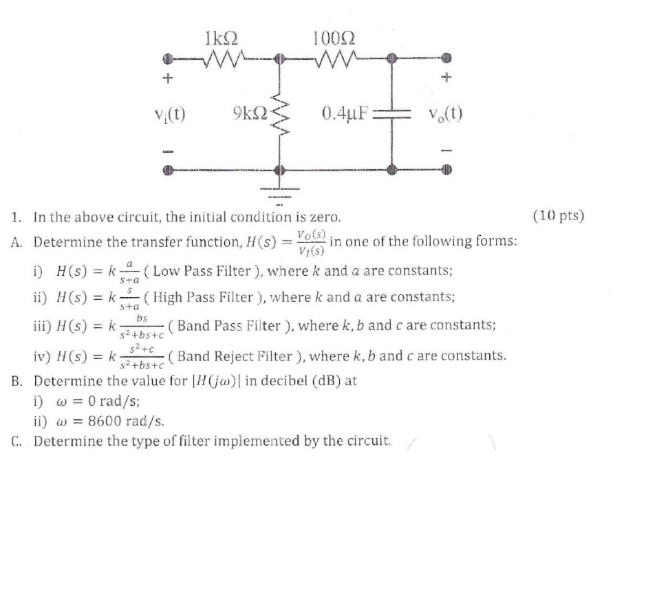 Solved In the above circuit, the initial condition is zero. | Chegg.com
