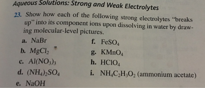 Solved Show how each of the following strong electrolytes | Chegg.com