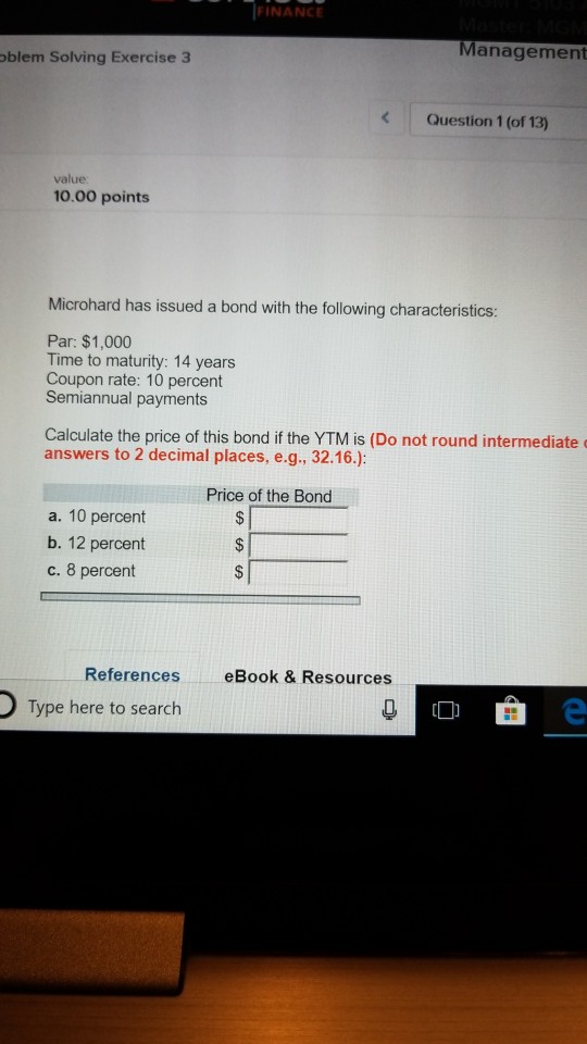 Solved FINANCE Management blem Solving Exercise 3 Question 1 | Chegg.com