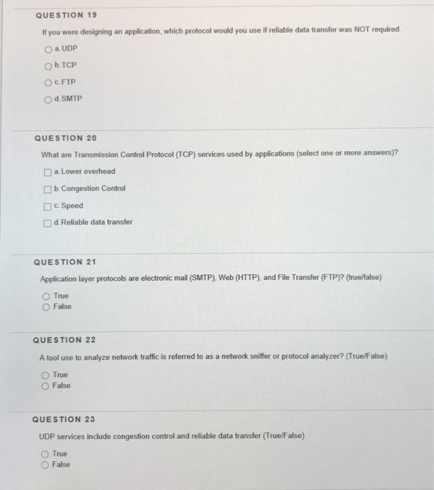 Solved If you were designing an application which protocol | Chegg.com