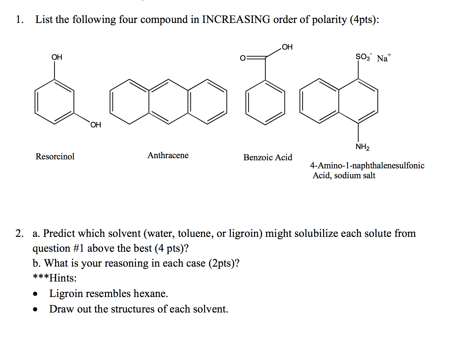 Solved List the following four compound in INCREASING order | Chegg.com