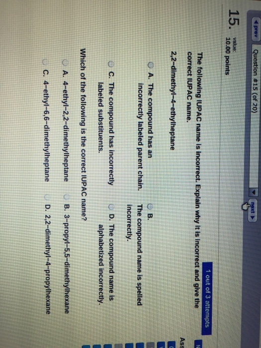Solved The following IUPAC name Is Incorrect. Explain why It | Chegg.com