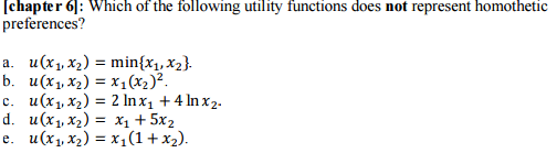 Solved Which of the following utility functions does not | Chegg.com